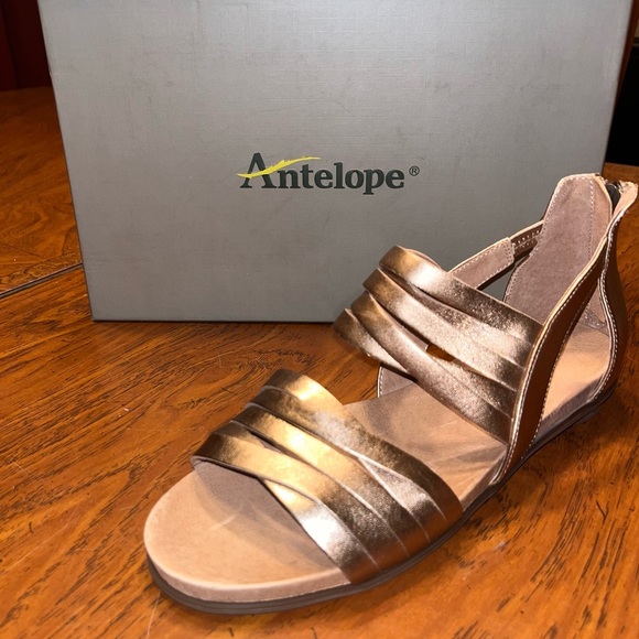 Antelope | Shoes | Antelope Bronze Remmi Napa Metallic Leather Sandals ...